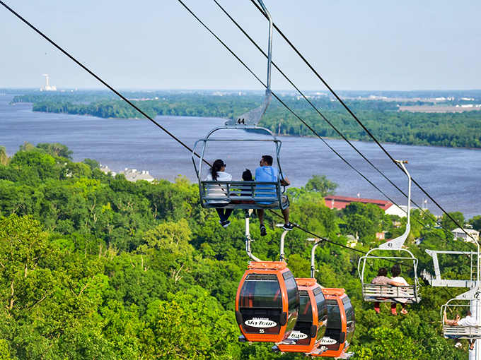 The aerial tramway in Grafton offers bird's-eye views of the Mississippi that will make you understand why eagles choose to winter here.