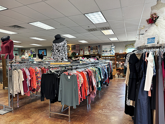 The women's section sparkles with potential new outfits. That black and white patterned top is calling my name from across the store!