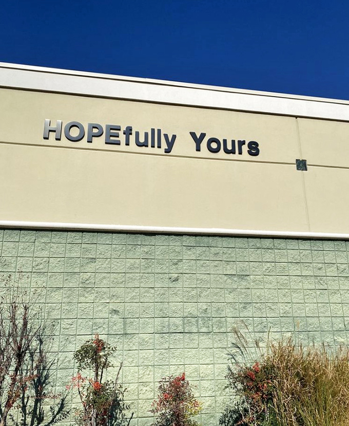 The clever wordplay in this thrift store's name hints at both its mission and the treasure-hunting experience inside.