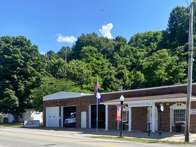 The modest main street of Hawesville offers a visual promise: life here won't require a fortune, just your monthly Social Security deposit.