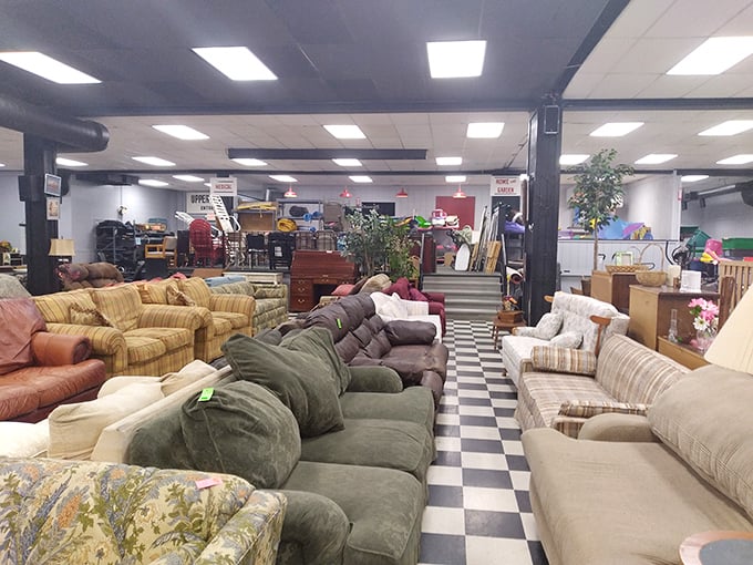 The furniture section at Hillcrest could furnish an entire living room with character pieces that tell their own stories.