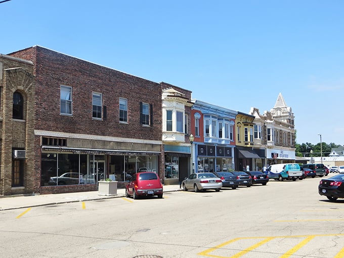 The colorful storefronts of downtown Mendota offer visual richness without requiring financial wealth to enjoy living here.