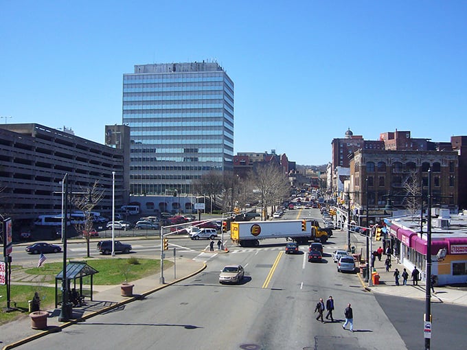 Downtown's mix of historic and modern buildings - where New Jersey's industrial past meets its promising future.
