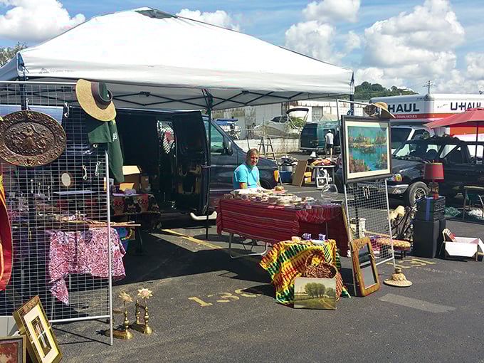 Under open skies at Peddlers, where art prints, vintage finds, and unexpected treasures await the patient browser.
