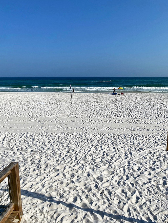 When the sand is this soft and the water this blue, you understand why people travel across states. 