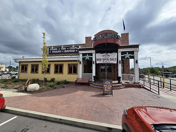 The cheerful yellow exterior of Saltgrass is like a preview of the sunny disposition you'll have after experiencing their Texas-sized portions.