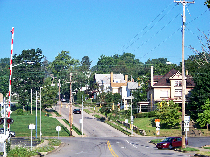 A residential neighborhood in Clairton showcases the town's affordable housing options, where Social Security recipients can find comfortable homes within their budget.
