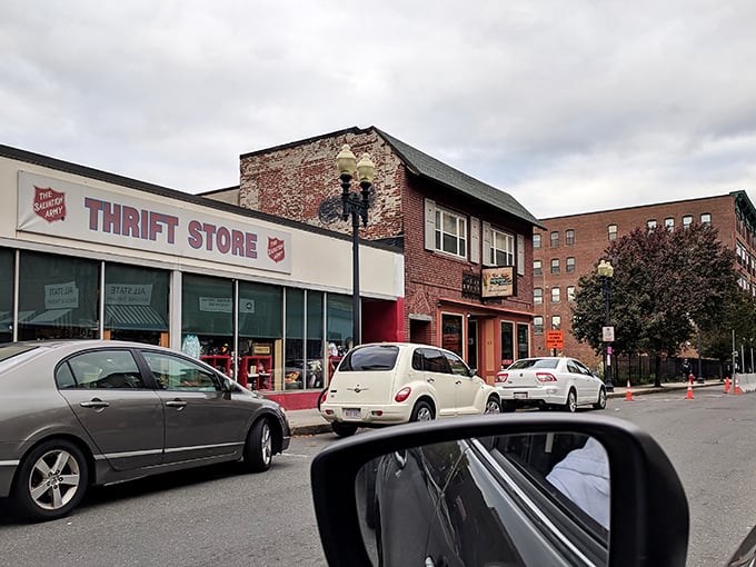 This Salvation Army store sits on a bustling street corner &ndash; a thrift oasis in the urban landscape.