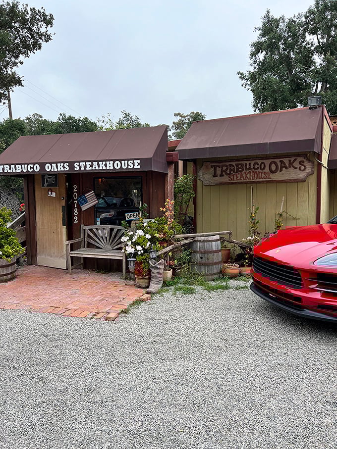This unassuming wooden entrance leads to steak paradise. Like finding a secret door to flavor country!