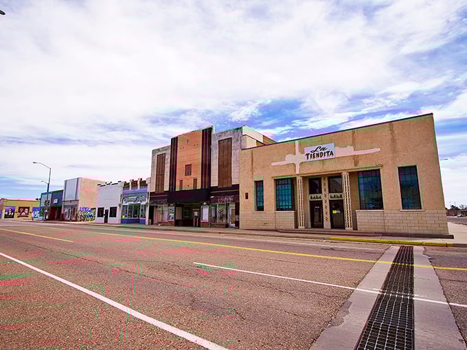 Tucumcari's vintage theater marquee hints at the town's Route 66 heyday, when neon lit the night and "Tucumcari Tonight!" billboards lined the highways.