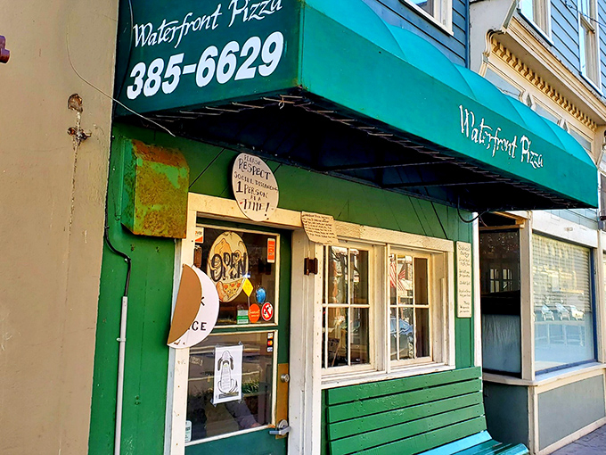The weathered charm of Waterfront Pizza's storefront tells you this place has stories to tell&mdash;and most of them involve really good pizza.