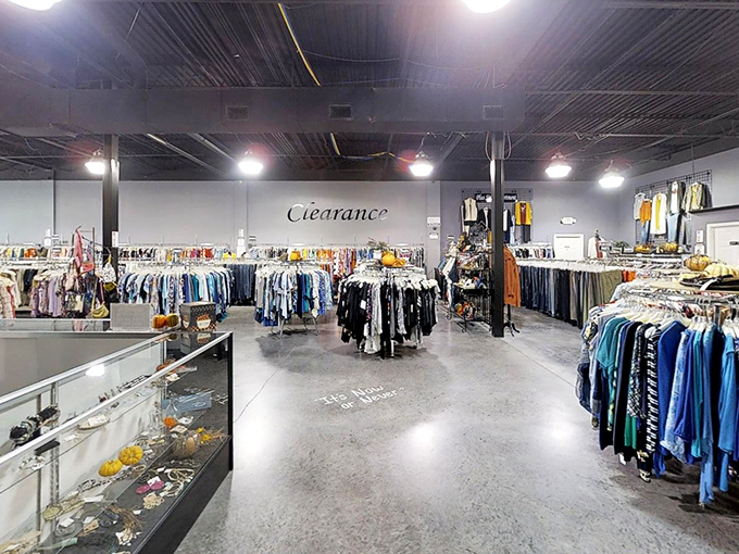 The sleek, modern interior of Yours Truly feels more boutique than thrift store – but the prices tell a different story!