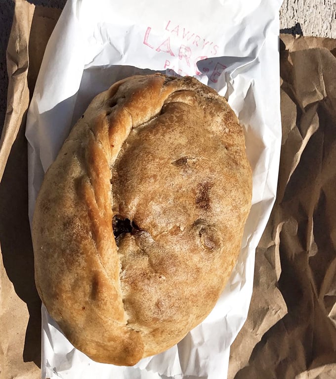 Behold the pasty in its natural habitat&mdash;wrapped in paper, ready for transport, and destined for greatness in your immediate future.