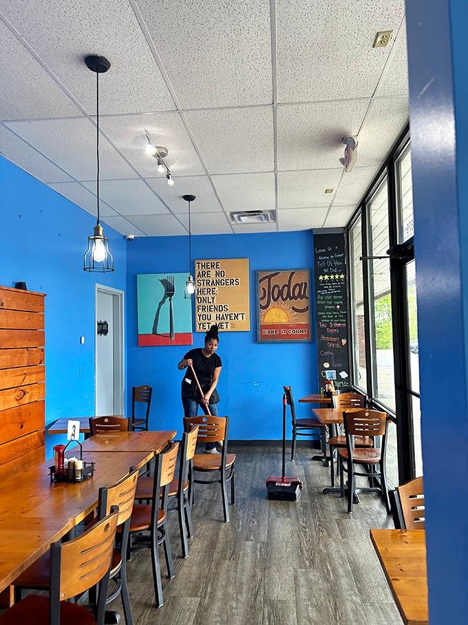 The welcoming sign on the wall says it all: "There are no strangers here, only friends you haven't met yet."