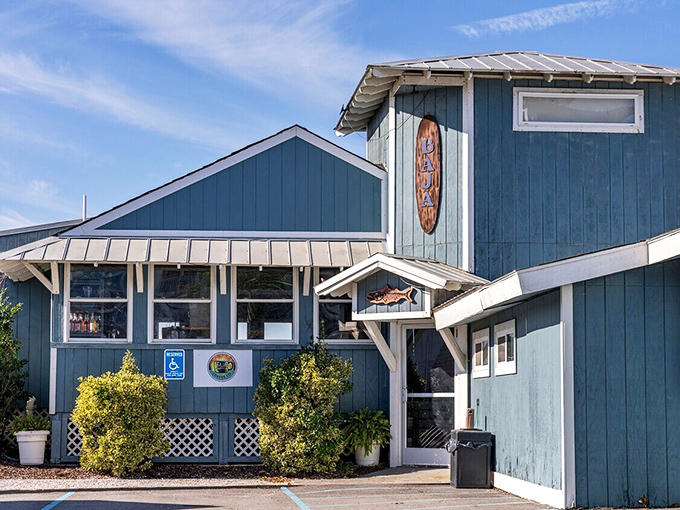 Baja Restaurant stands as the blue beacon of beachside dining, where tacos taste better with a side of sea breeze.