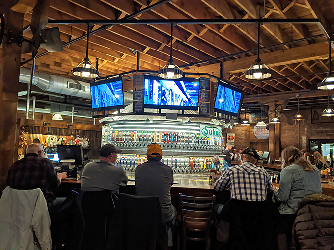 The circular tap wall isn't just impressive &ndash; it's practically a shrine to Iowa's brewing renaissance, with dozens of local options on constant rotation.