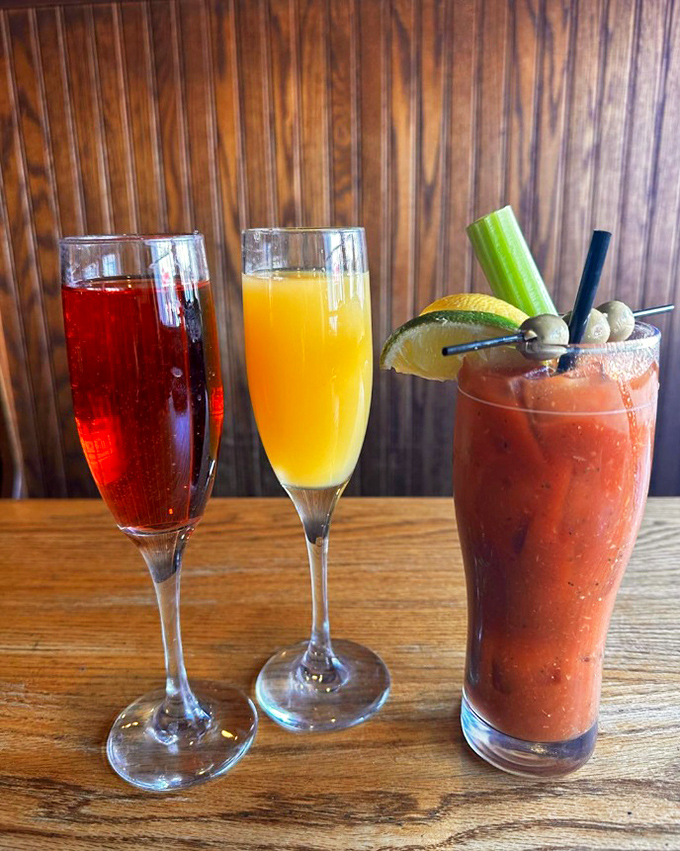 Morning mimosas and a Bloody Mary that's practically a meal itself. Weekend brunch just found its liquid courage.