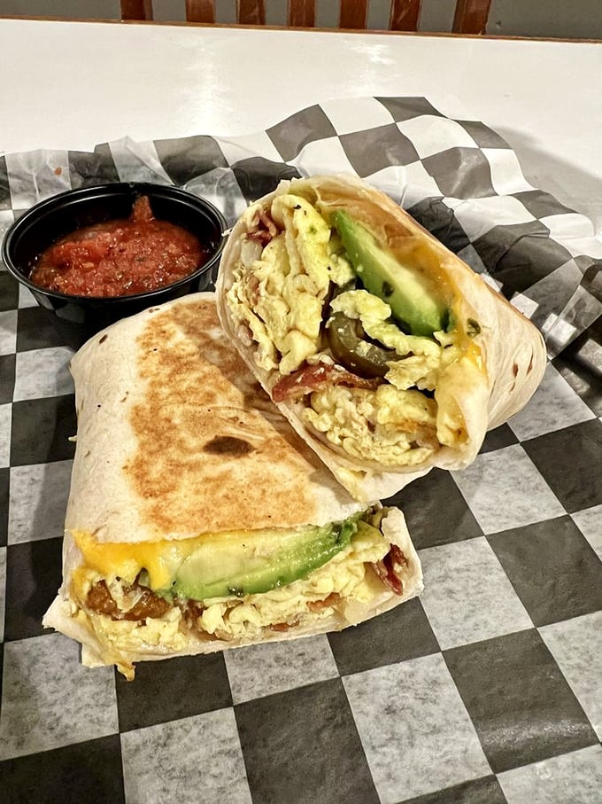 The breakfast burrito&mdash;where morning meets Mexico in a handheld package that makes alarm clocks worthwhile. Note the perfect char marks.