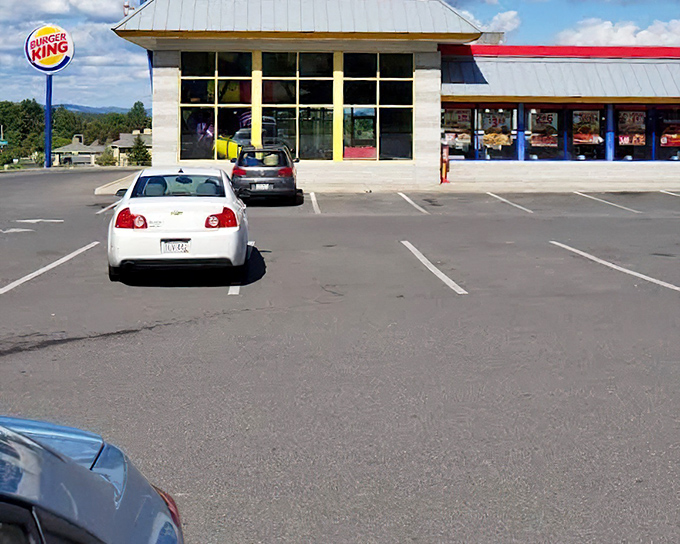 Even chain restaurants like this Burger King enjoy mountain views that would cost you millions in property values elsewhere in the country.