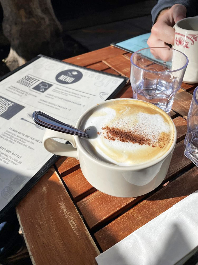 When your cappuccino comes with latte art this pretty, you almost feel guilty disrupting it. Almost.