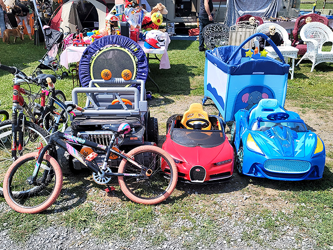 Childhood dreams parked in neat rows. That little red Bugatti might not get you to work, but it'll definitely get you back to simpler times. 