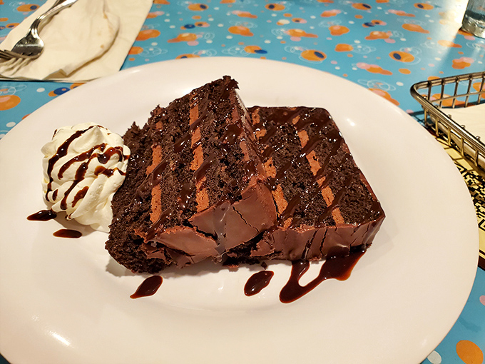 Dad's brownie sundae isn't playing around—it's a serious chocolate commitment that requires both a fork and a moment of silent appreciation.