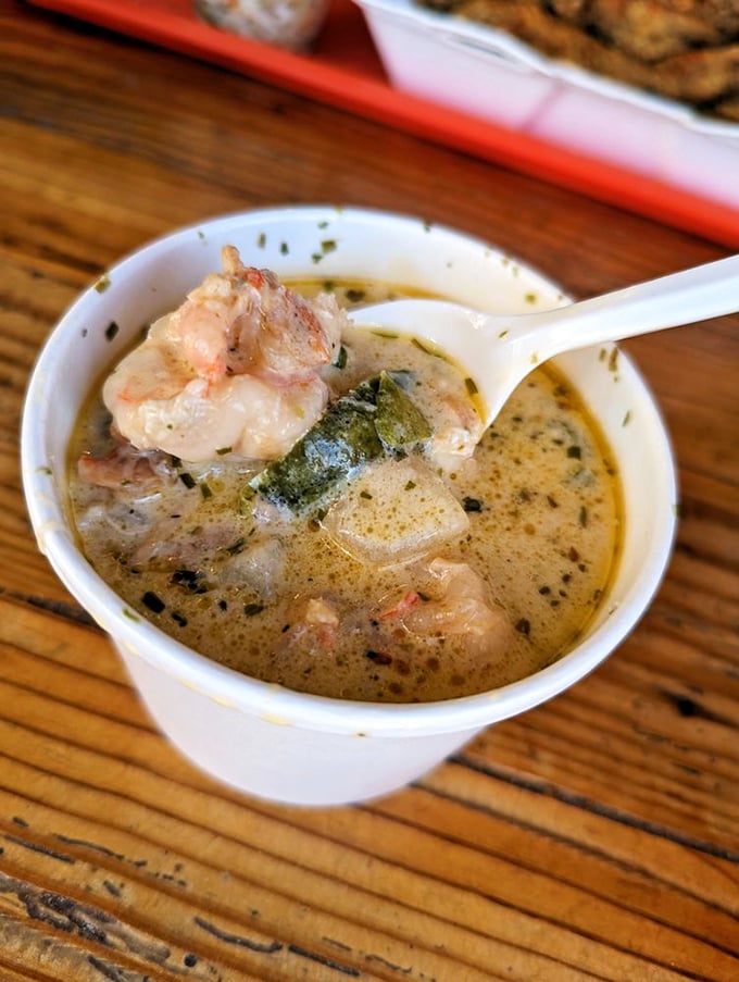 This isn't just chowder&mdash;it's liquid treasure with actual pieces of seafood you can identify. Spoon-worthy in any weather. 