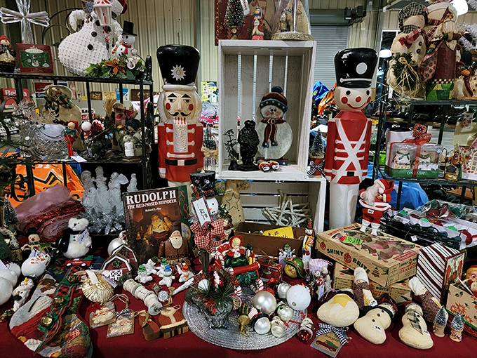 Nutcrackers standing at attention, Rudolph literature ready for review. This festive battalion awaits orders to march straight into your holiday nostalgia.