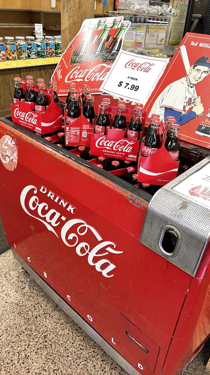 A vintage Coca-Cola cooler adds nostalgic charm. Nothing washes down a sugar binge like America's classic refreshment in those iconic glass bottles.