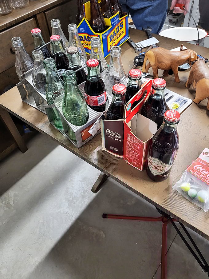 The evolution of America's favorite soda, displayed with the reverence usually reserved for fine wine. That distinctive bottle shape never gets old. 