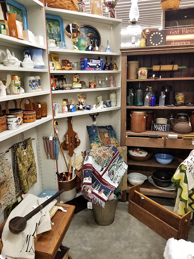 A carefully curated corner of Americana, where every shelf tells a different story from a bygone era of handcrafted quality.