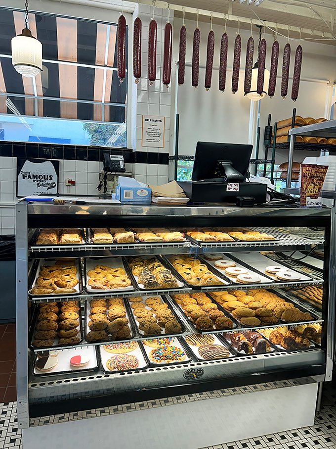 The dessert case that launches a thousand diet postponements. Those cookies aren't just baked&mdash;they're engineered for maximum happiness delivery.