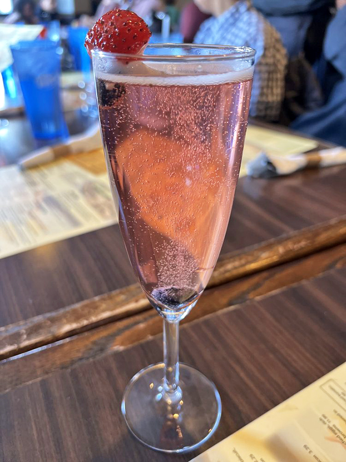 Starting the day with bubbles and berries&mdash;this mimosa isn't just a drink, it's a celebration in a glass that says "today is special."