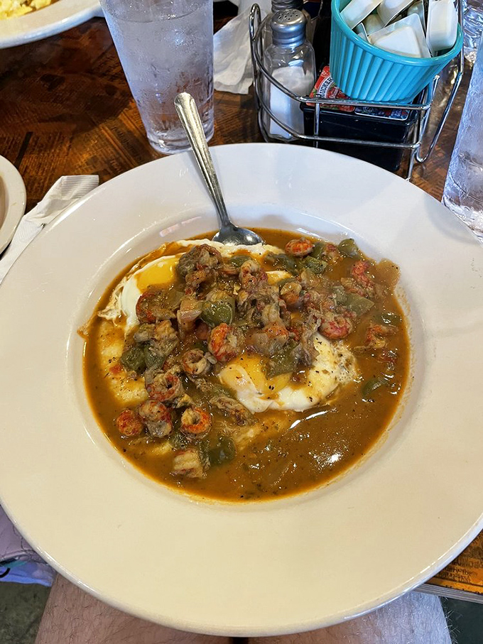 Crawfish &eacute;touff&eacute;e with eggs&mdash;because in New Orleans, even breakfast gets the Cajun treatment. Morning glory with a kick! 