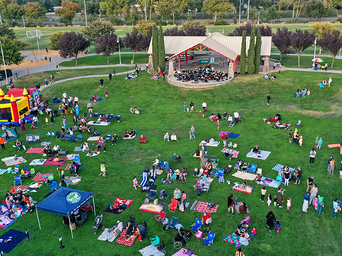 Community comes alive at Degarmo Park, where blankets dot the grass like colorful islands during summer concerts.