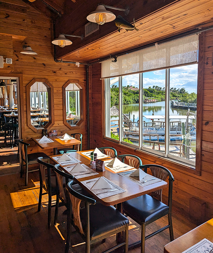 Wooden walls, water views, and tables set for seafood feasts&mdash;this isn't just dining, it's the Florida experience distilled to its essence.