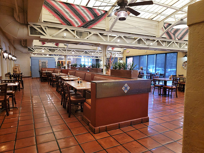 The dining room balances Southwestern charm with enough space to ensure your elbows don't become acquainted with neighboring tables.