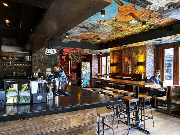 Industrial chic meets taco temple. The perfect backdrop for both serious eating and not-so-serious conversations about life's big questions.