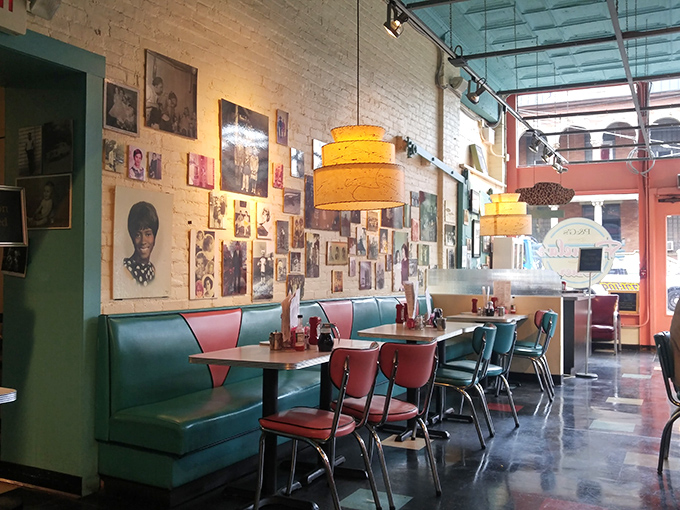The vintage booths and colorful chairs aren't just furniture &ndash; they're front-row seats to Pittsburgh's most beloved breakfast theater, where pancakes get standing ovations.