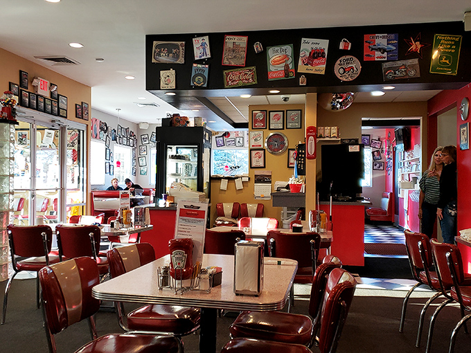 Every inch of wall space tells a story in this shrine to Americana, where nostalgia is served alongside every meal.
