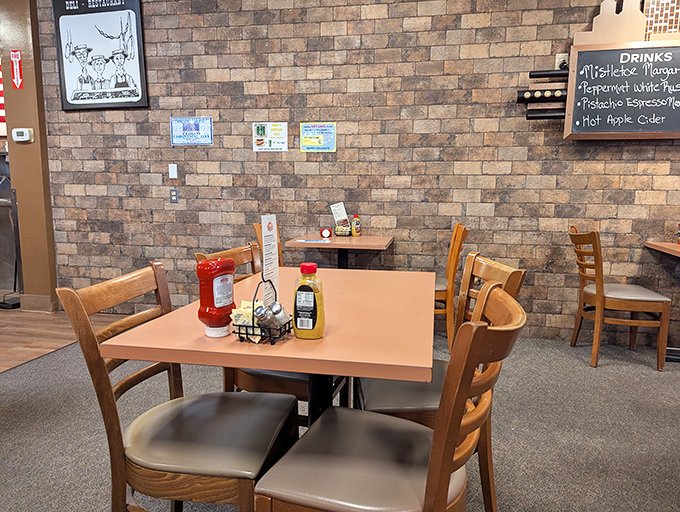 Exposed brick walls and wooden tables create that perfect deli atmosphere where strangers become friends over shared pickle plates and sandwich recommendations.