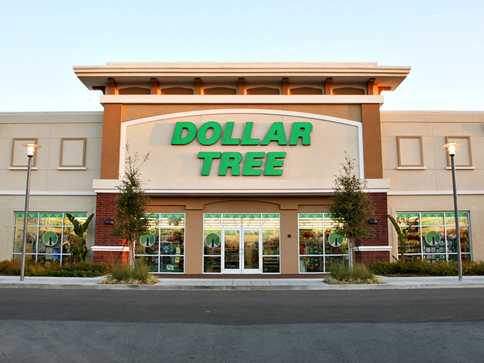 Architectural elegance meets budget-friendly shopping&mdash;the Dollar Tree facade stands as a monument to affordable retail therapy.