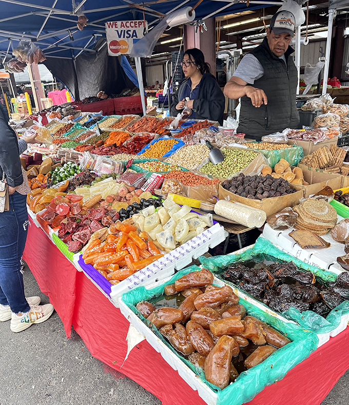 Snack attack central! This colorful array of dried fruits, nuts, and candies makes grocery store offerings seem like a bland afterthought.