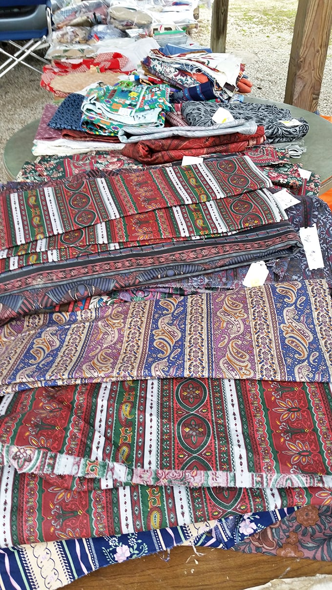 Fabric treasures from around the world spread before you like a global textile tour, no passport required.