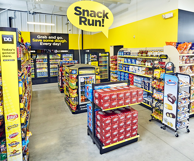 The "Snack Run!" section lives up to its name&mdash;a wonderland of munchies where road trippers can load up before heading into the mountains.