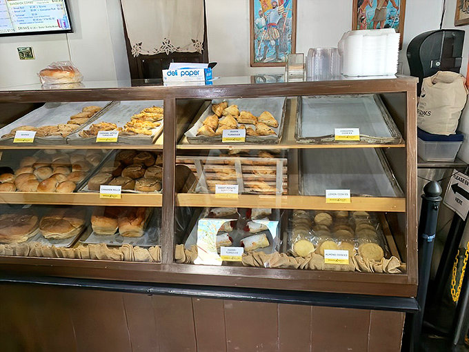 The glass case of temptation—where willpower goes to surrender and diet plans are cheerfully abandoned for something infinitely more satisfying.