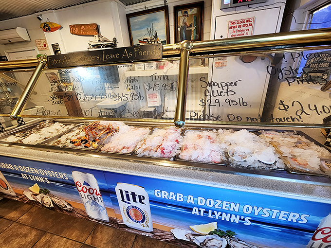"Enter as friends, leave as family" could be the motto here. The seafood case showcases today's catch, proving freshness isn't just promised&mdash;it's displayed.