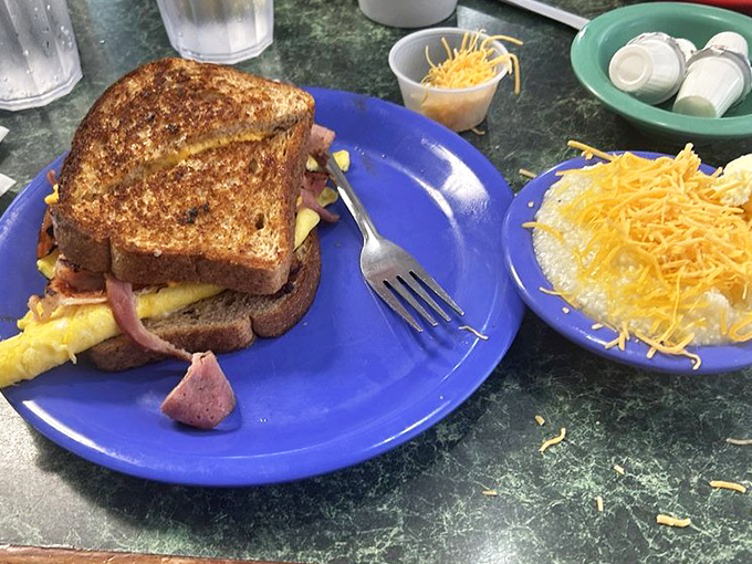 The perfect sandwich doesn't exi&mdash; Oh wait, here it is! Grilled to golden perfection with ham peeking out like it's playing hide and seek.