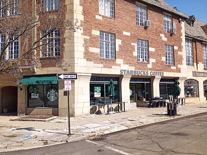 The historic Starbucks building proves even chain coffee can look distinguished in Cleveland Heights. Caffeine with a side of architectural appreciation.