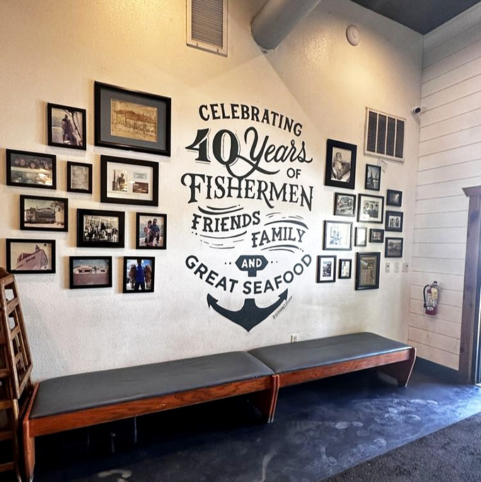 A wall that celebrates four decades of fishing heritage without a hint of pretension. In a state obsessed with the new, this tribute to tradition feels revolutionary.